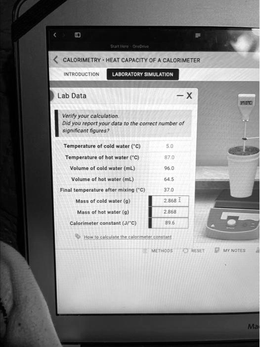 SOLVED: CALORIMETRY HEAT CAPACITY OF A CALORIMETER Introduction Laboratory Simulation Lab Data ...