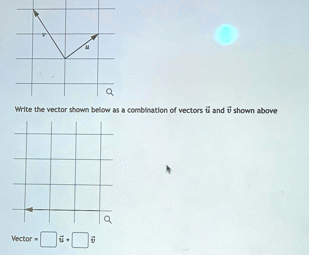 write the vector shown below as a combination of vectors vecu and vecv ...