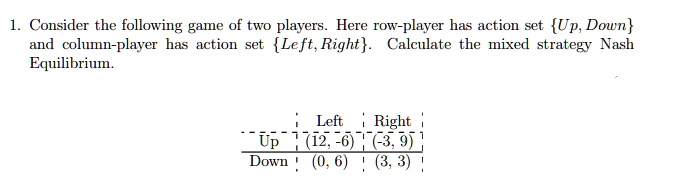 1. Consider the following game of two players. Here row-player has ...
