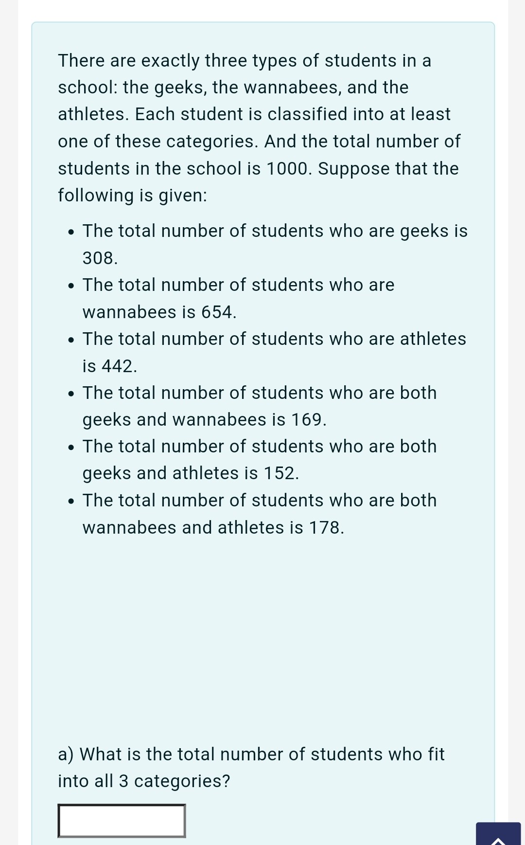 There are exactly three types of students in a school: the geeks, the ...