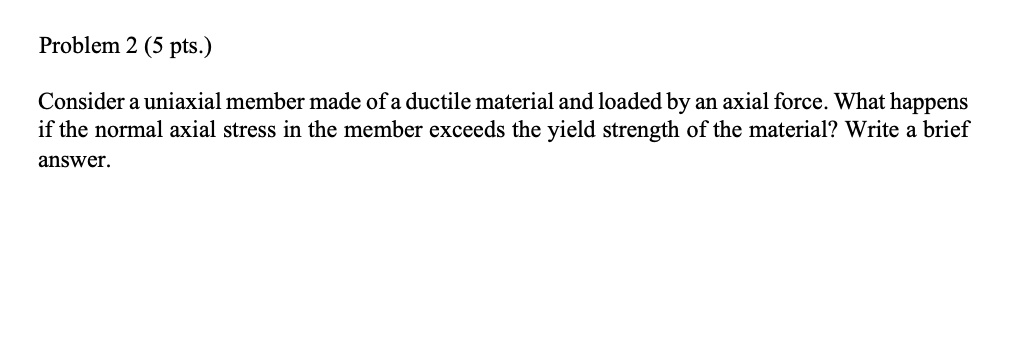 SOLVED: Problem 2 (5 pts.) Consider a uniaxial member made of a ductile ... SOLVED: Problem 2 (5 pts.) Consider a uniaxial member made of a ductile ...