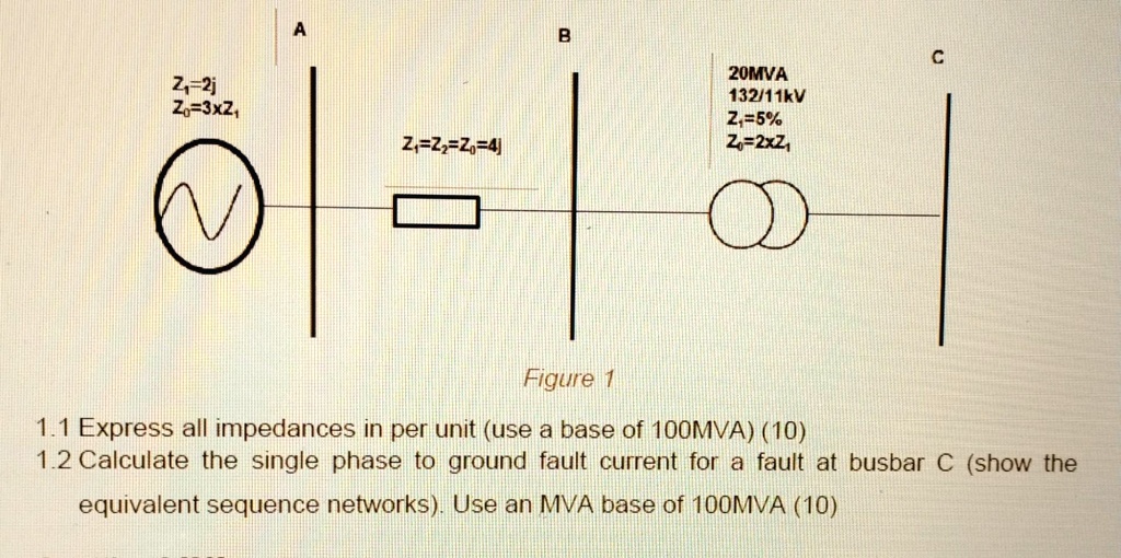 SOLVED: calculation) 1.3 Calculate the three-phase fault current for a ...