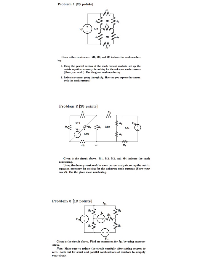 Problem 1 [23 points] R R24 M3 R R3 V M2 Rs M1 Re R ing. Given is the circuit above. M1, M2, and ...