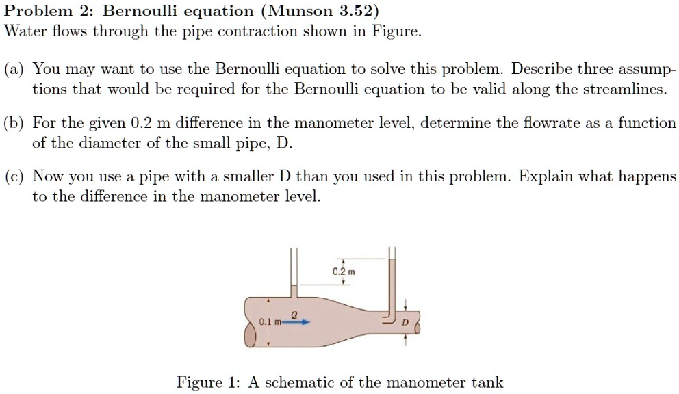 Problem 2: Bernoulli equation (Munson 3.52) Water flows through the ...