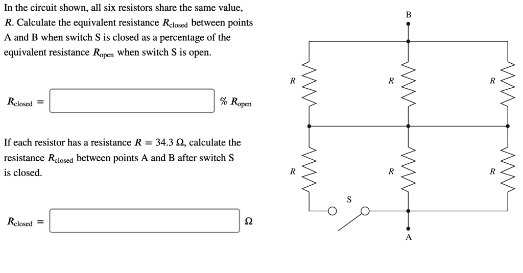 in the circuit shown all six resistors share the same value r calculate the equivalent ...