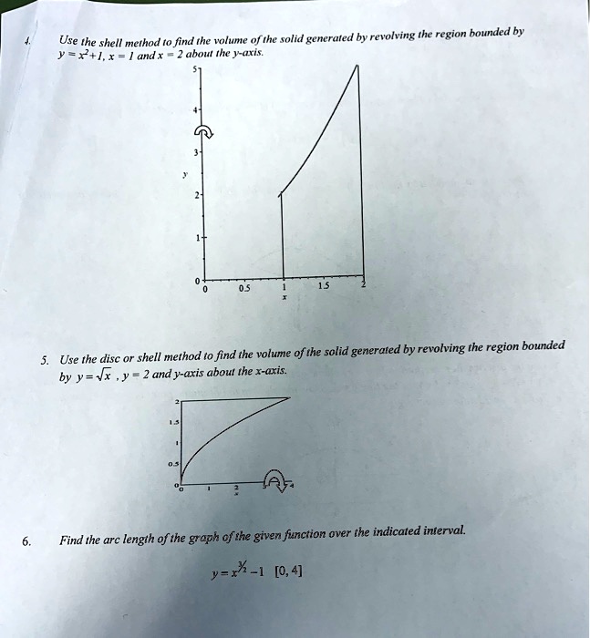 SOLVED:Use the shell method to find the volume of the solid generated ...