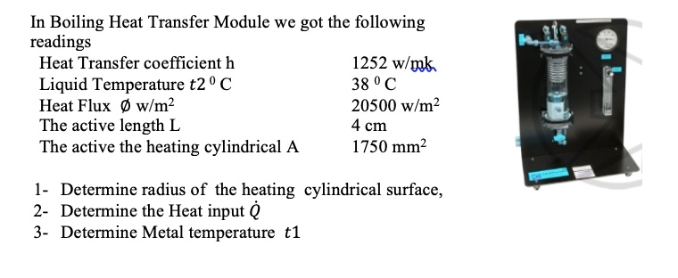 SOLVED: In the Boiling Heat Transfer Module, we obtained the following ...