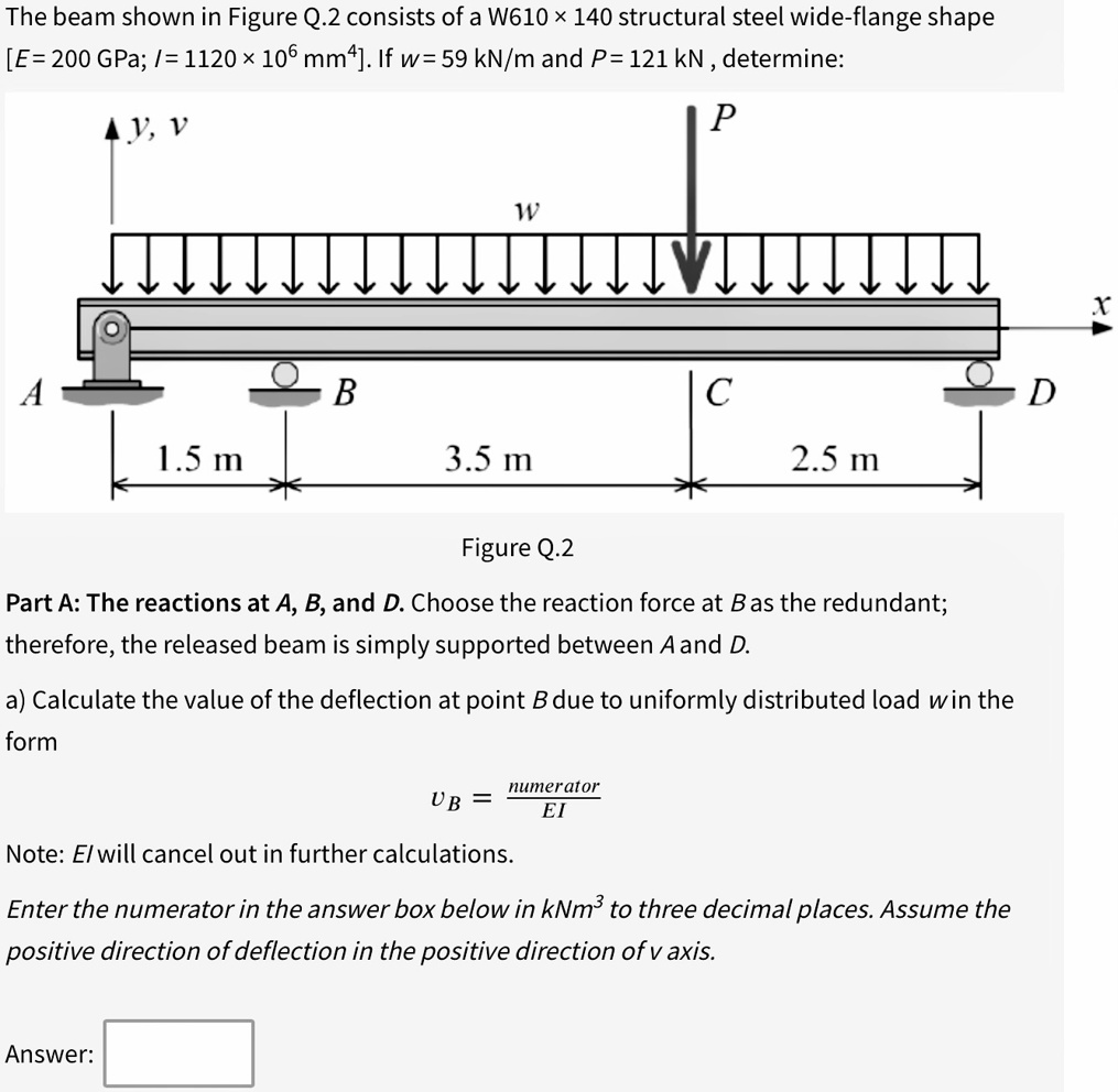 The beam shown in Figure Q.2 consists of a W610 × 140 structural steel ...