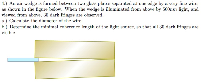 SOLVED: An air wedge is formed between two glass plates separated at ...