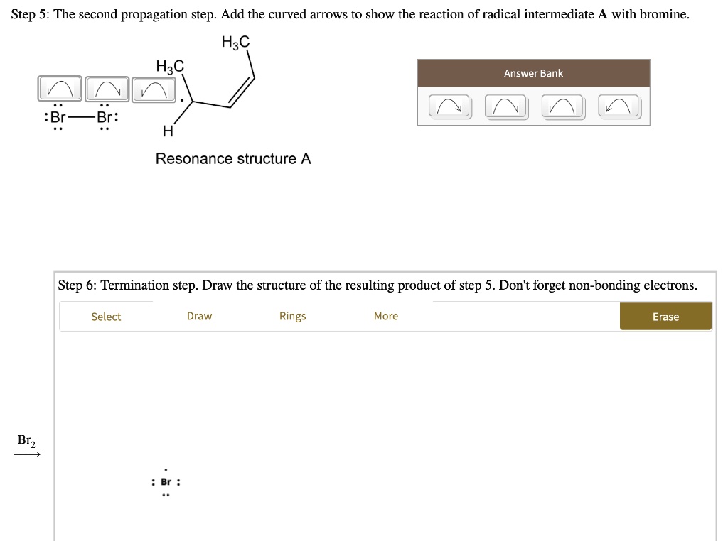 step 5 the second propagation step add the curved arrows to show the reaction of radical ...