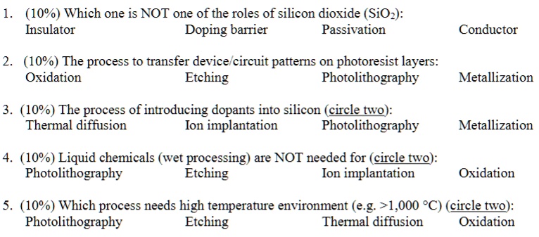SOLVED: Which one is NOT one of the roles of silicon dioxide (SiO2 ...