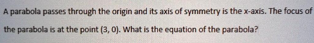 SOLVED: A parabola passes through the origin and its axis of symmetry ...