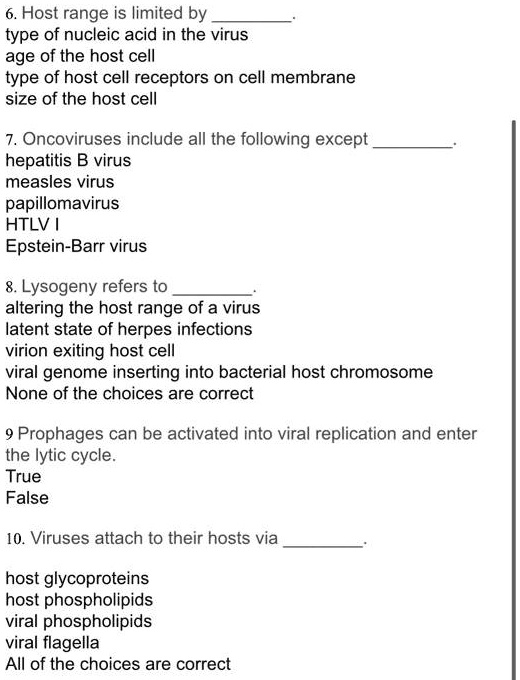 6. Host range is limited by type of nucleic acid in the virus age of ...