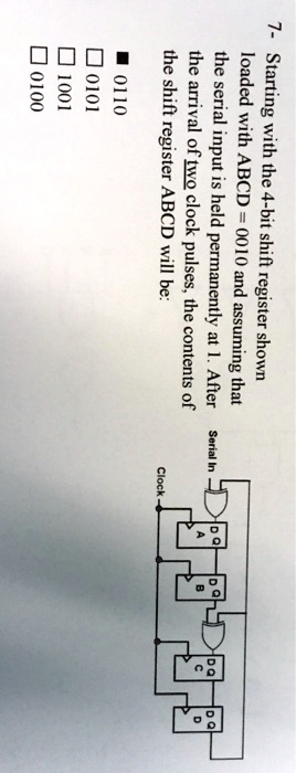 Solved 0100 1001 0101 0110 The Shift Register Abcd Will Be The Arrival Of Two Clock Pulses 