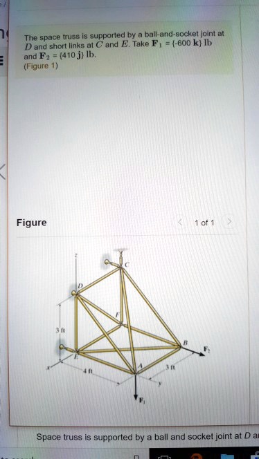 The space truss is supported by a ball-and-socket joint at D and short ...