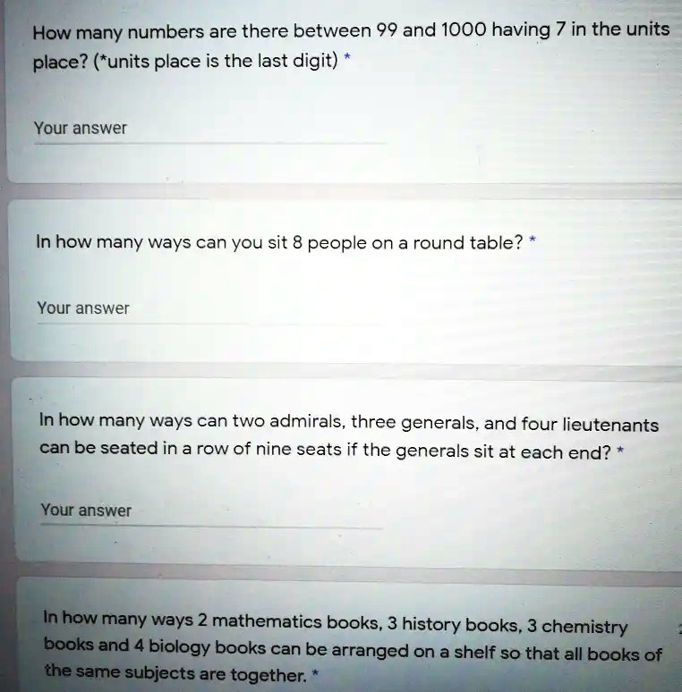 SOLVED: How many numbers are there between 99 and 1000 having 7 in the ...