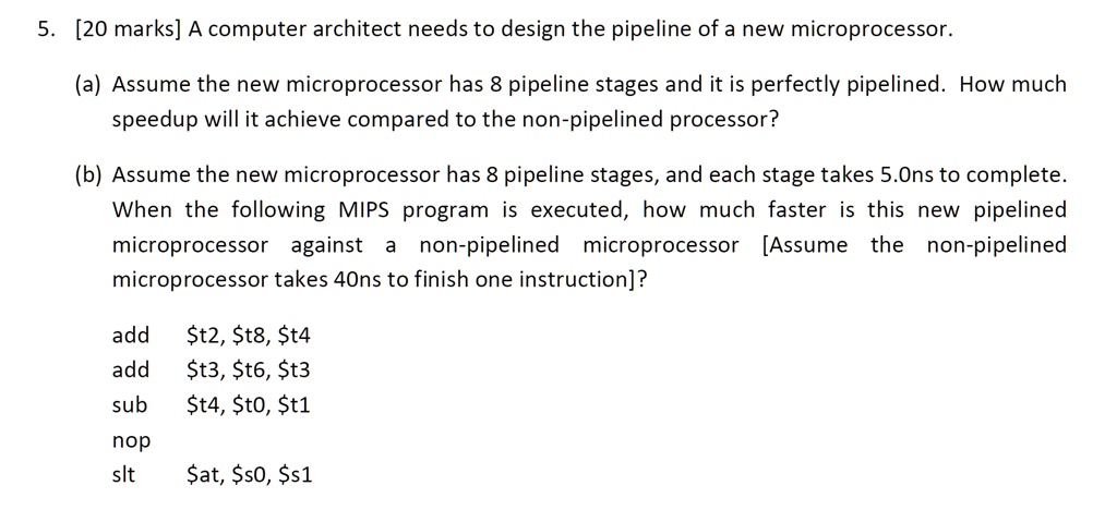 VIDEO solution: A computer architect needs to design the pipeline of a new microprocessor. (a ...
