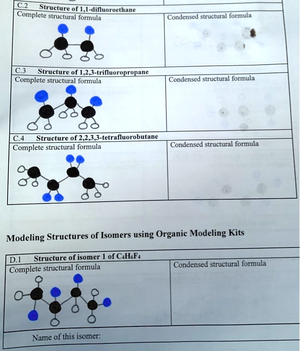SOLVED: C2 Structuge OL-diluorocthane Complete structural fomula ...
