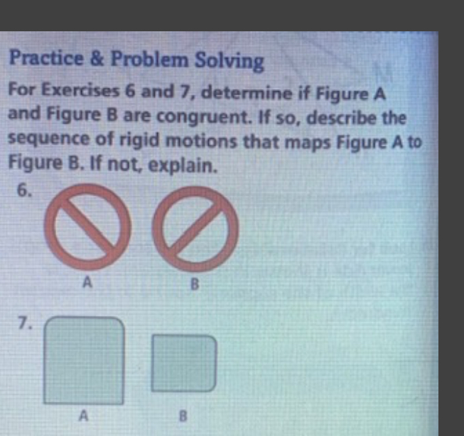 Practice And Problem Solving For Exercises 6 And 7 Determine If Figure A