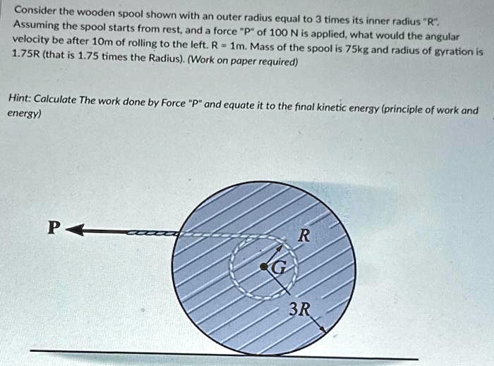 SOLVED: Consider the wooden spool shown with an outer radius equal to 3 times its inner radius ...