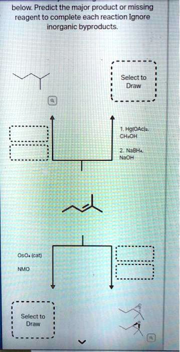 below. Predict the major product or missing reagent to complete each ...