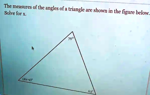 The measures of the angles of a triangle are shown in the figure below ...