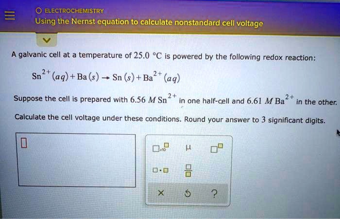 0 electrochemistry using the nernst equation to calculate nonstandard ...