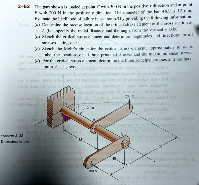 3-53 The part shown is loaded at point C with 300 N in the positive x ...
