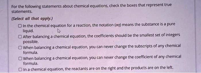 Solved Texts For The Following Statements About Chemical Equations
