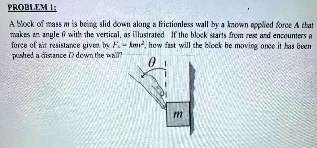 SOLVED: PROBLEM#: block of mass m is being slid down along a ...