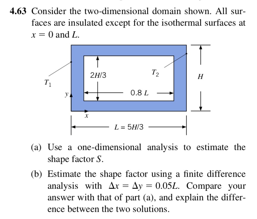 SOLVED: 4.63 Consider the two-dimensional domain shown. All surfaces are insulated except for ...
