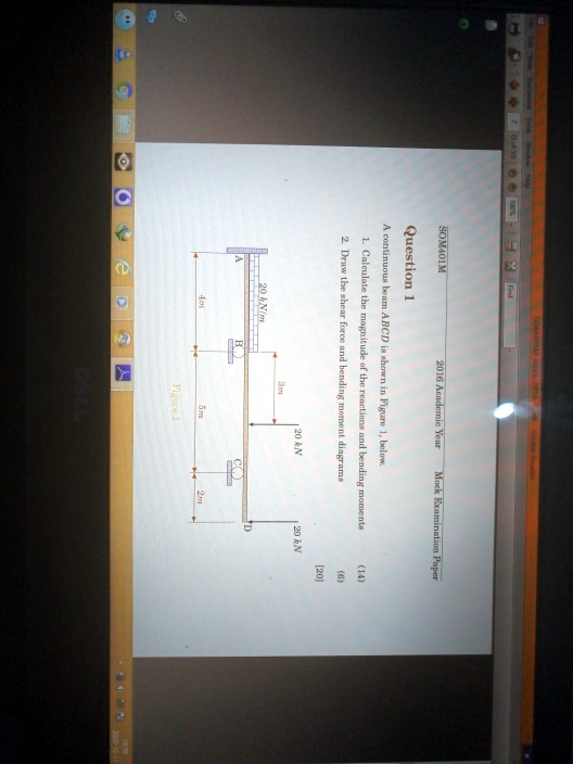 SOM401M 2016 Academic Year Mock Examination Paper Question 1 A continuous beam ABCD is shown in ...
