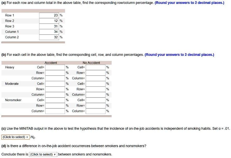 SOLVED: (a) For each row and column total in the above table, find the ...
