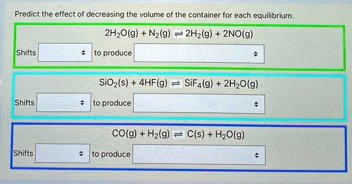 predict the effect of decreasing the volume of the container for each ...