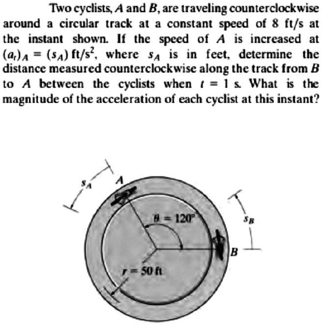 two cyclists a and b are traveling counterclockwise around two cyclistsa and bare traveling ...