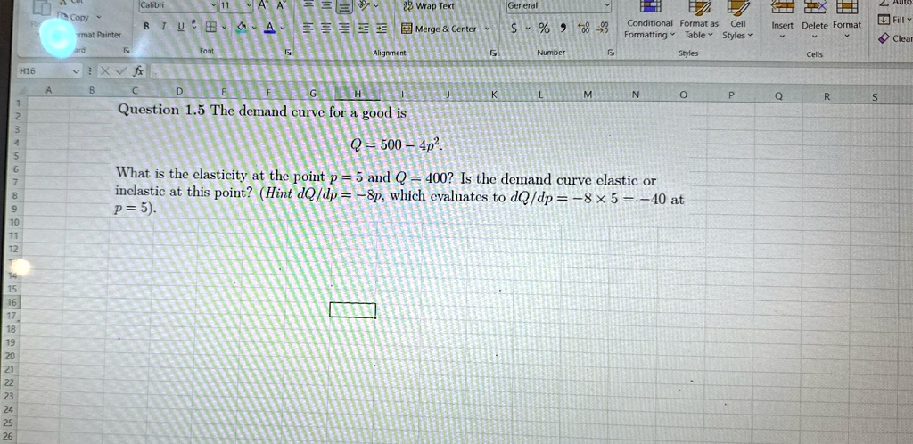 SOLVED: π copy Calibri 11 Wrap Text General Format Painter B I U ... SOLVED: π copy Calibri 11 Wrap Text General Format Painter B I U ...