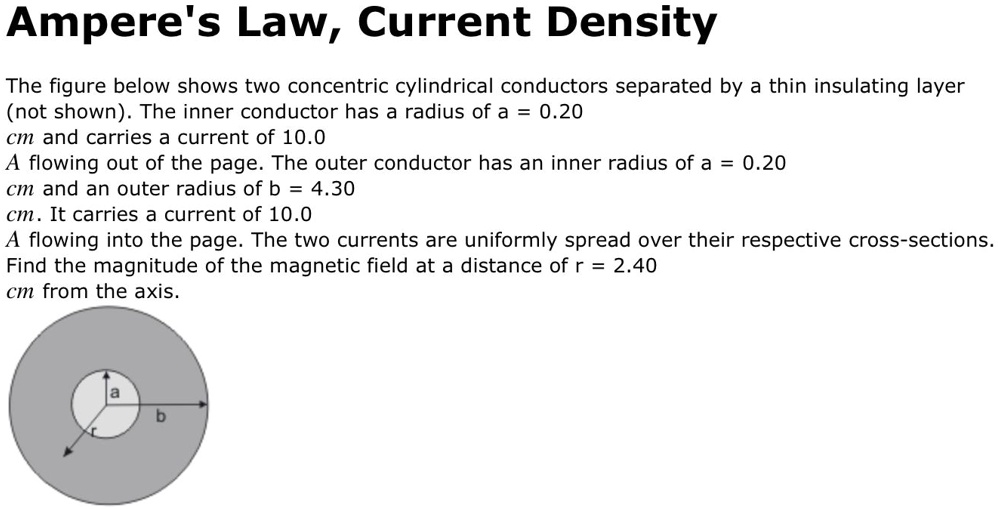 SOLVED: Ampere's Law, Current Density The figure below shows two ...