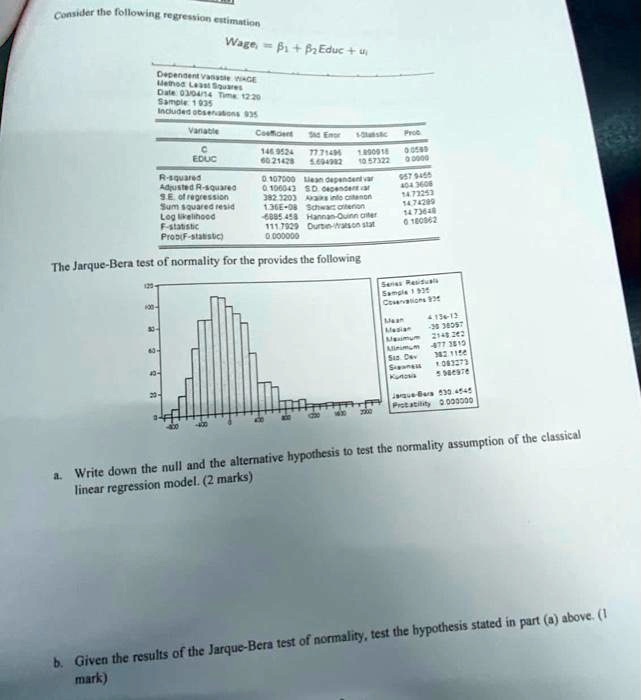 SOLVED: a. Null hypothesis: The data follows a normal distribution. Alternative hypothesis: The ...