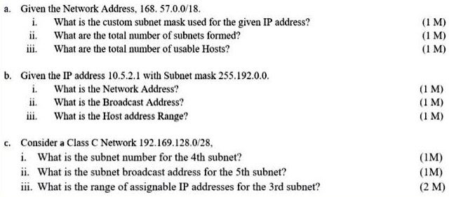 Solved Given The Network Address 168 57 0 0 18 What Is The Custom Subnet Mask Used For The