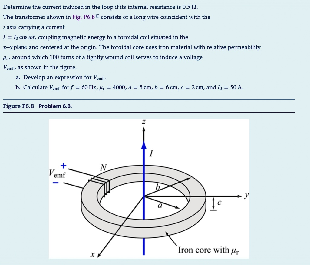 Determine the current induced in the loop if its internal resistance is ...