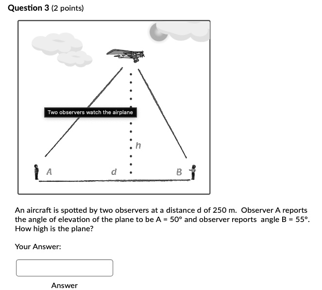 SOLVED: Question 3 (2 points) Two observers watch the airplane An ...