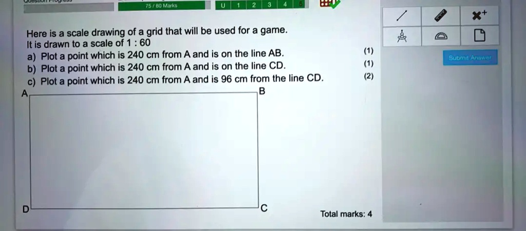 SOLVED: Here is a scale drawing of a grid that will be used for a game ...