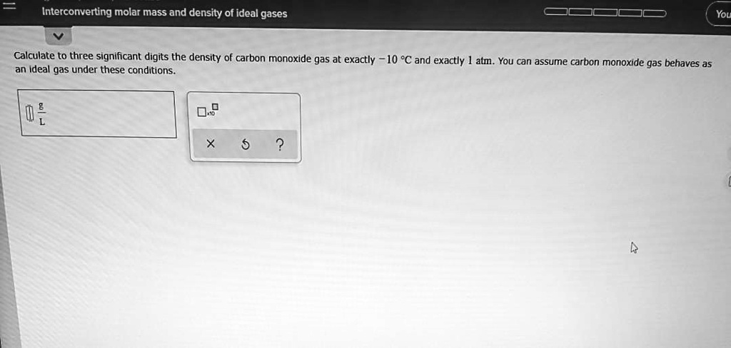 Interconverting molar mass and density of ideal...