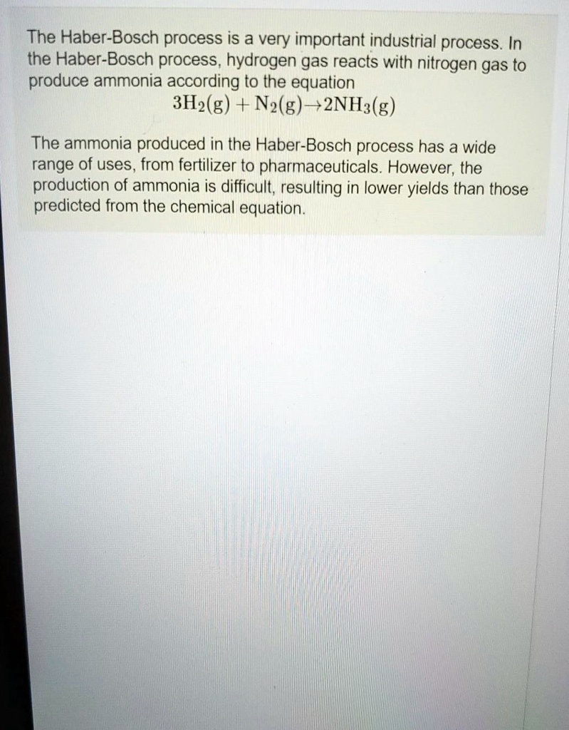 the haber bosch process is a very important industrial process in the ...