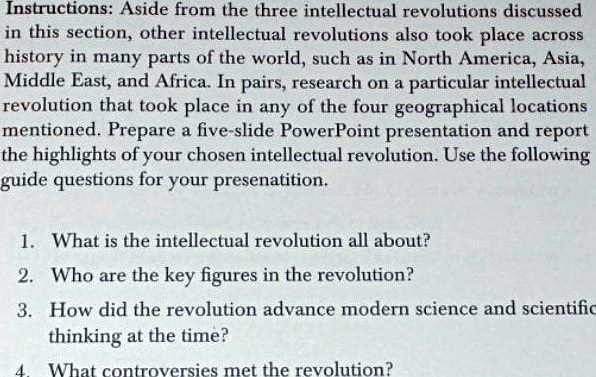 Instructions: Aside from the three intellectual revolutions...