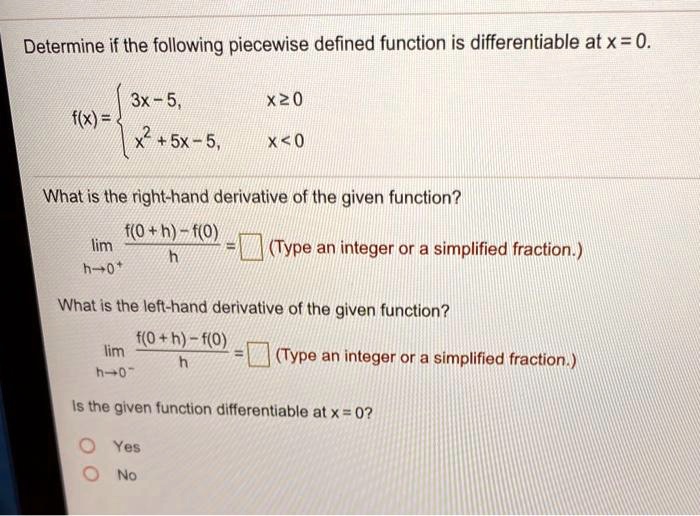 SOLVED:Determine if the following piecewise defined function is ...