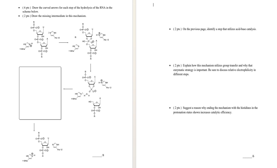 6 pts ) Draw the curved arrows for each step of the hydrolysis of the ...