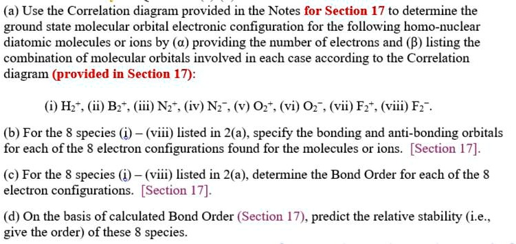 Solved A Use The Correlation Diagram Provided In The Notes For