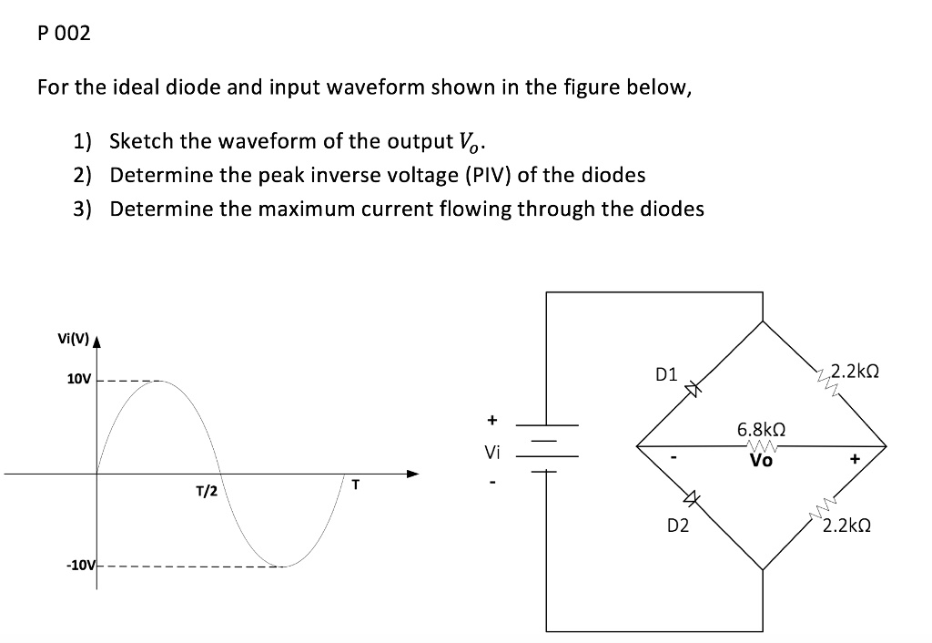 P 002 for the ideal diode and input waveform shown in the...