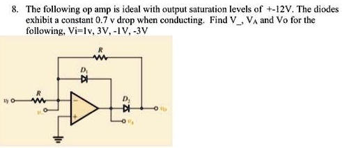 8. The following op amp is ideal with output saturation levels of +-12V ...